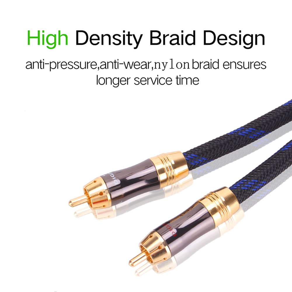 KUYIOHIFI Dual Shielded (OD 8.0mm) 1 RCA Male to 2 RCA Male Audio Cable RCA Y-Adapter Subwoofer Cable (2 Feet)