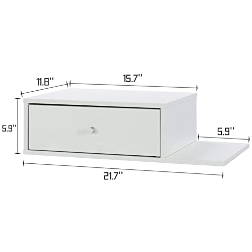 HIGOH Bedside Table Wall Mounted Bedside Table, Floating Bedside Table with Drawer Storage Cabinet for Living Room Bedroom