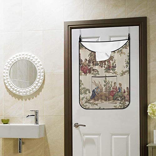 Hanging Laundry Hamper Bag French Country Door Hanging Hamper with Front Pocket Save Bathroom Space Hanging Laundry Bag Size 20X26inch Door Laundry Basket.
