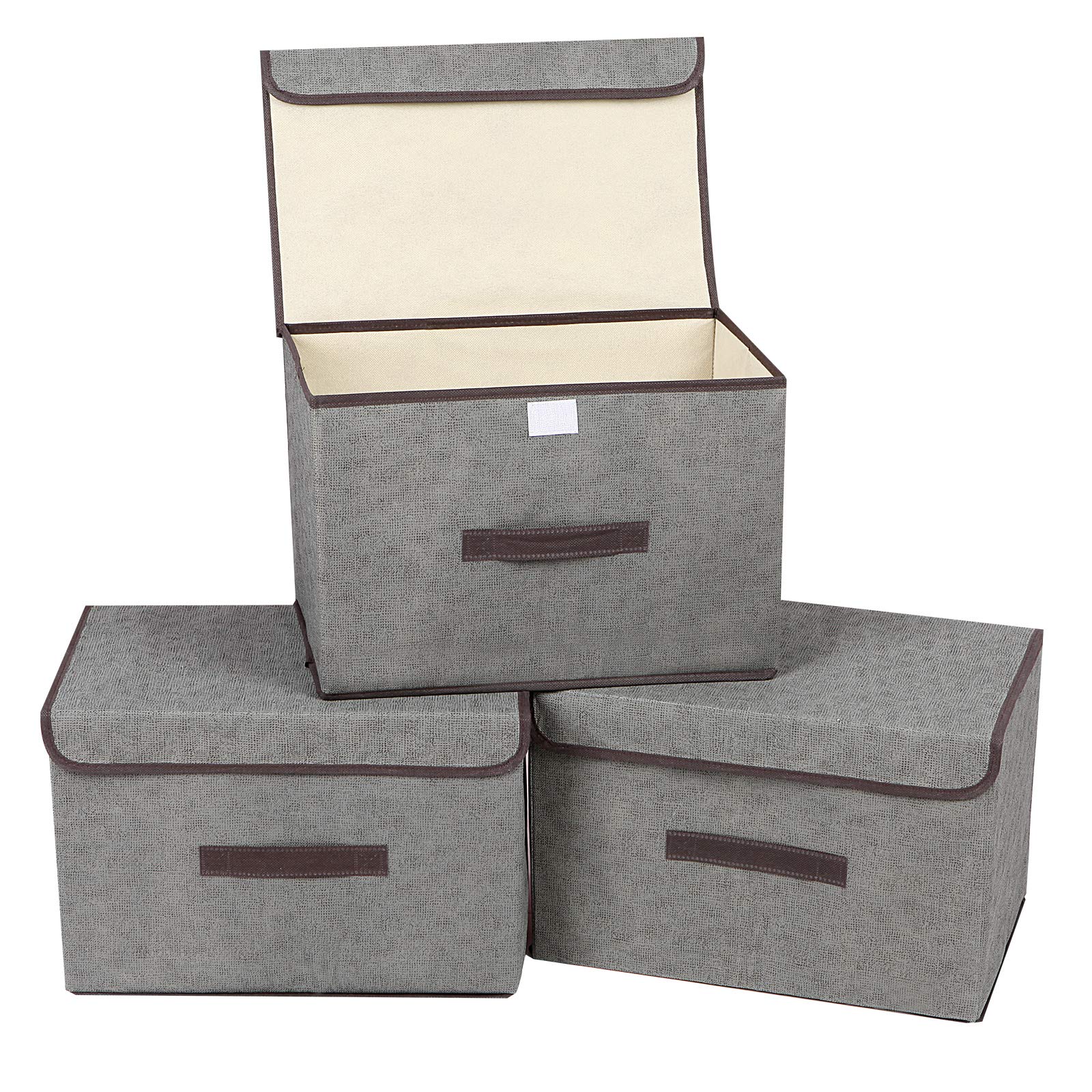 XINGUANGYI Storage Boxes with Flip-top Lid,Fabric Storage Bins,Collapsible Storage Large Baskets for Clothes, Books,Toys Cubes, Home,[3-Pack]