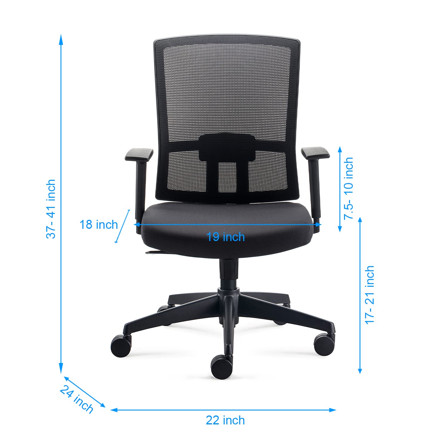 CHAIRLIN Ergonomic Mesh Mid-Back Home Office Computer Task Chair with Lumbar Support and Height Adjustable Armrest Supports up to 350 LB of Weight