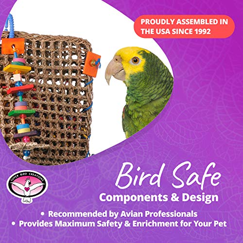 Super Bird Creations SB707 Seagrass Foraging Pouch Bird Toy, Large Bird Size, 14β x 8β x 13β