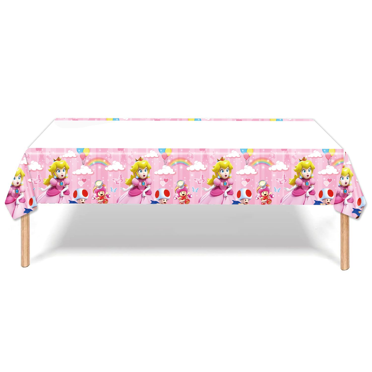 GYSIXGAOSU 2Pack Princess Peach Tablecloth Disposable Tablecover Birthday Party Supplies and Decorations for Kid Boy Baby Shower Rectangle Tables 70"X42",2 Pack
