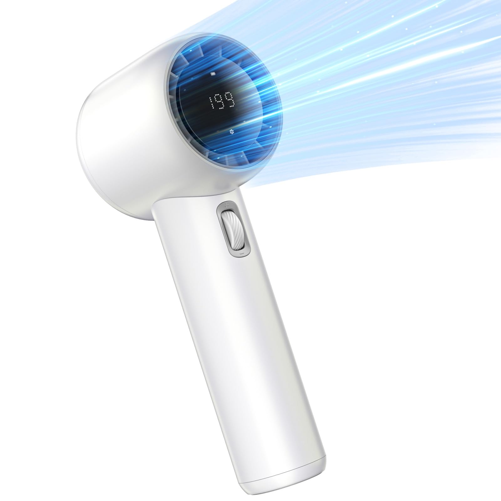 CuzyFeelin Portable Handheld Fan - High Speed(1-199) Small Mini Turbo Fan - [16H Cooling Time] Rechargeable Battery Powered Fan with Digital Display - Fan for Travel/Camping, Gifts for Women/Men