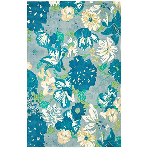 SAFAVIEH Soho Collection 7'6" x 9'6" Blue/Multi SOH849A Handmade Premium Wool & Viscose Area Rug