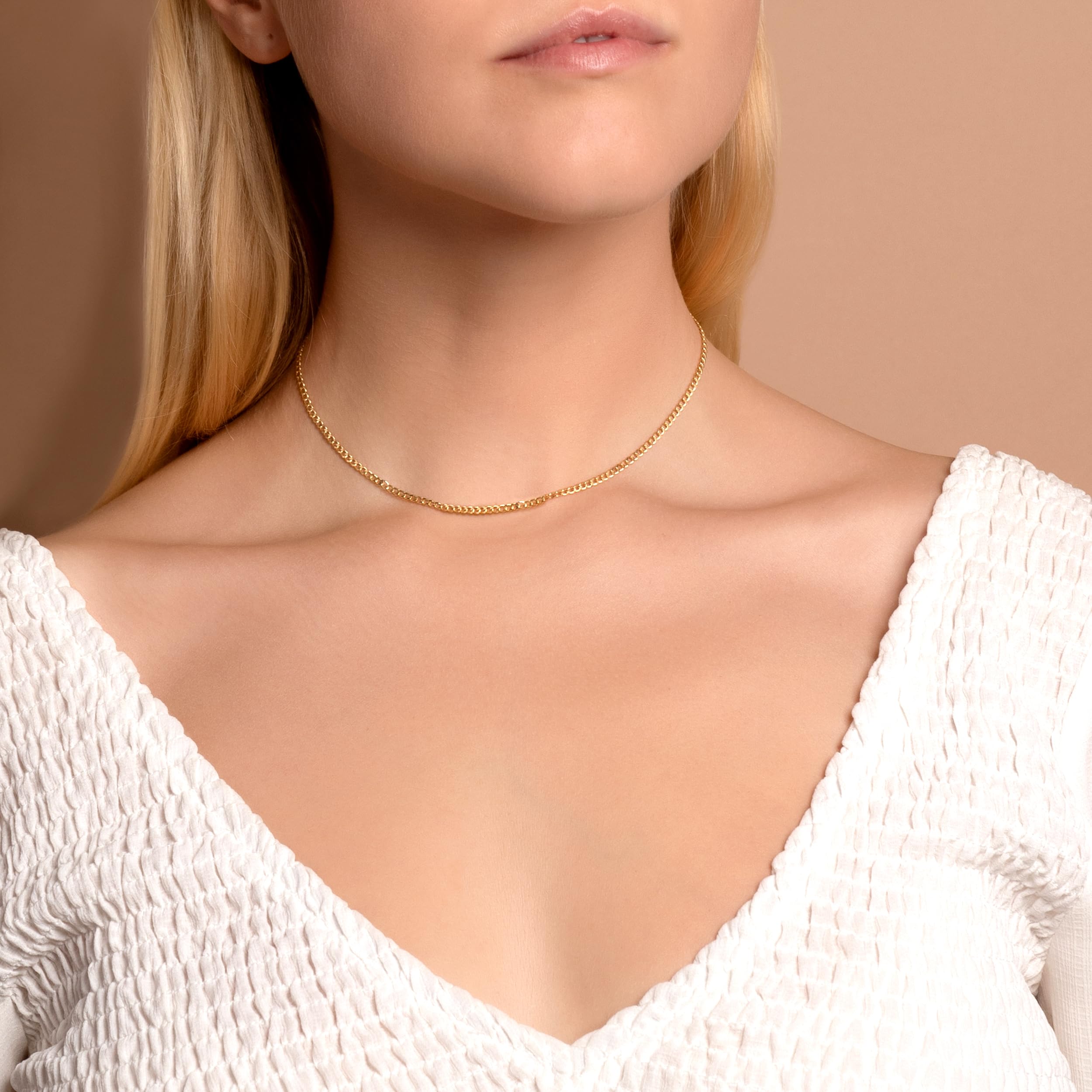 PORI JEWELERS 14K Gold 2.5MM Cuban/Curb Chain Necklace - Made In Italy - (2.5MM, Yellow, 16)