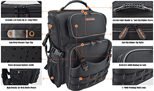 Full-Open Tool bag backpack, bookbag for men, electricians, construction