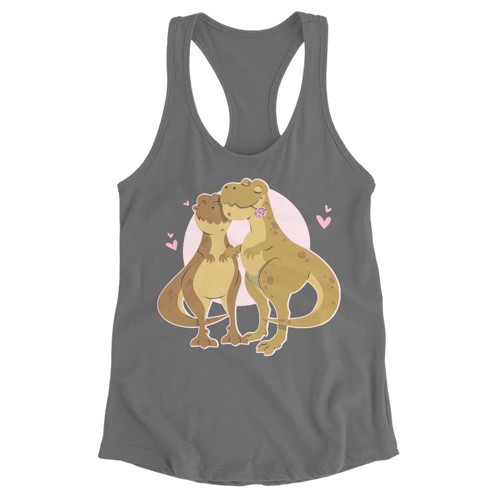 Cute Dinos Racerback Tank - Printed Tank - Dinosaurs Workout Tank - Gray, L