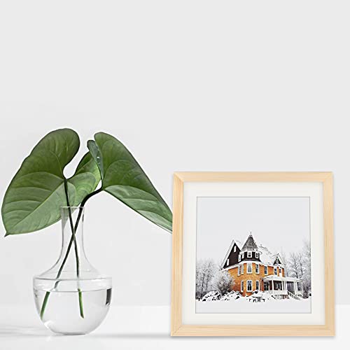 Picture Frames 10x10 Grain Nature Solid Wood 2 Pack for Wall Mount and Tabletop Display