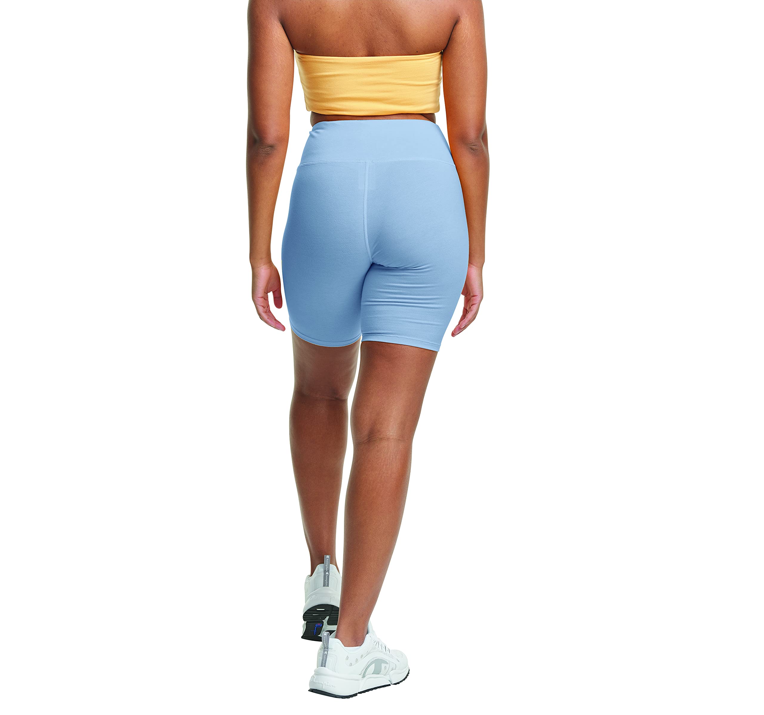 Champion Everyday Stretch, Women’s Cotton Bike Shorts, 7" Inseam, Wildflower Pale Blue, Small