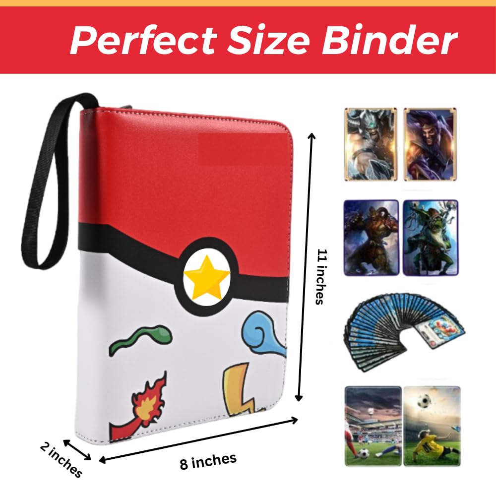 Card Binder 4-Pockets, Trading Card Holder 440 Pockets with 55 Sleeves, Zipper Carrying Case, Card Binder Folder, Perfect Gifts for Child