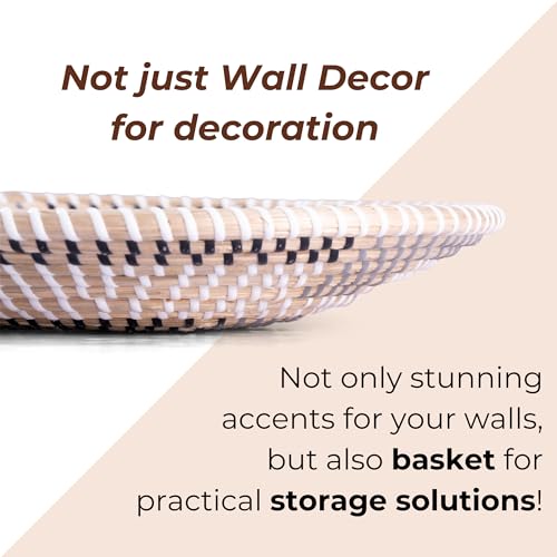 Decocoon Set of 13 Handcrafted Boho Wall Basket Decor, Easy Hanging with Loops, Natural Materials, Suitable for Any Home Style, Vietnamese Woven Basket Wall Decor for Living Room, Bedroom, Kitchen