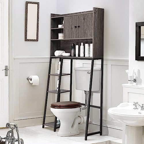 FLYZC Over The Toilet Storage Cabinet, Over Toilet Bathroom Organizer with Toilet Paper Holder Stand, Bathroom Storage Cabinet Over Toilet, Over Toilet Storage Shelf Rack for Bathroom Storage