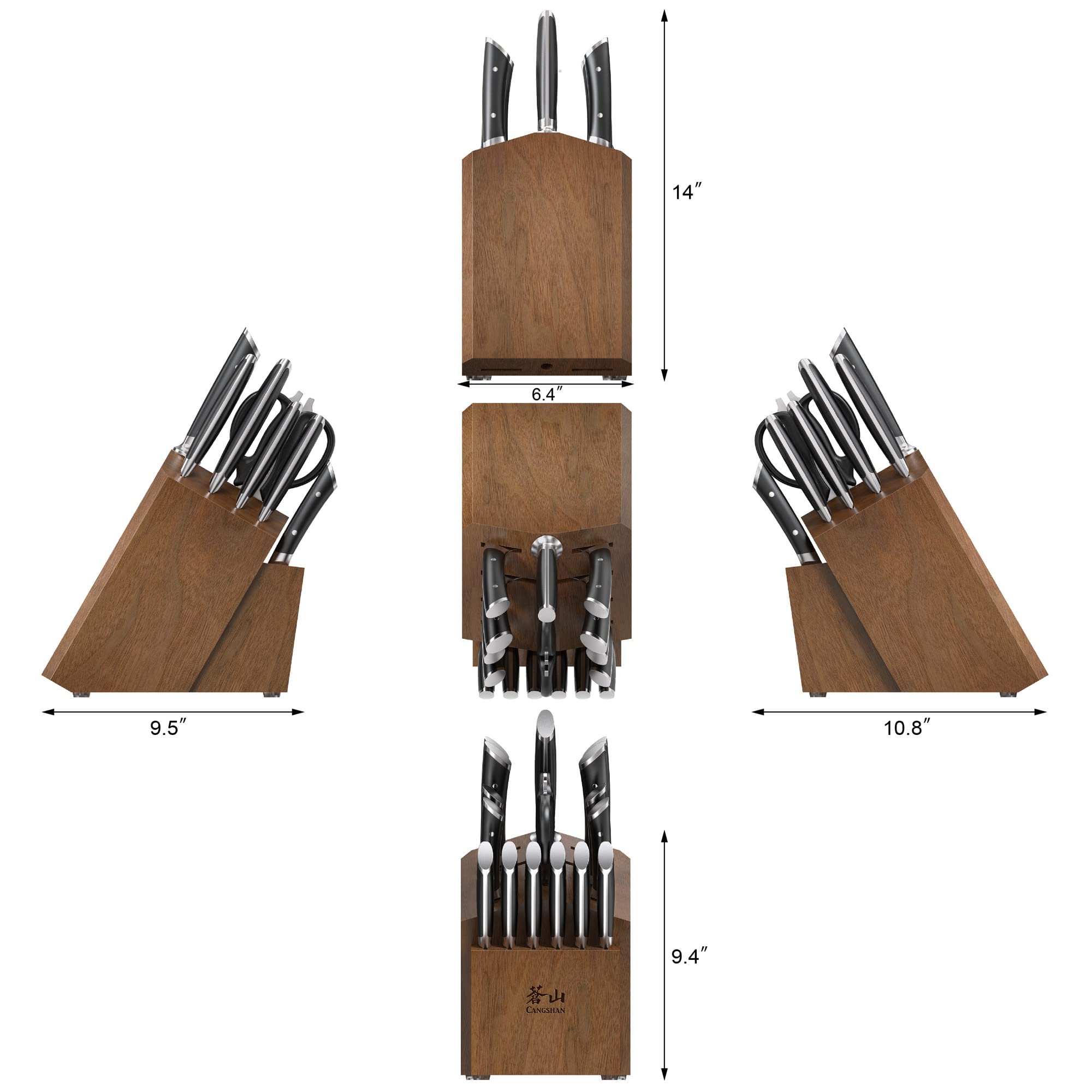 Cangshan Z Series 1024180 German Steel Forged 17-Piece Knife Block Set, Walnut