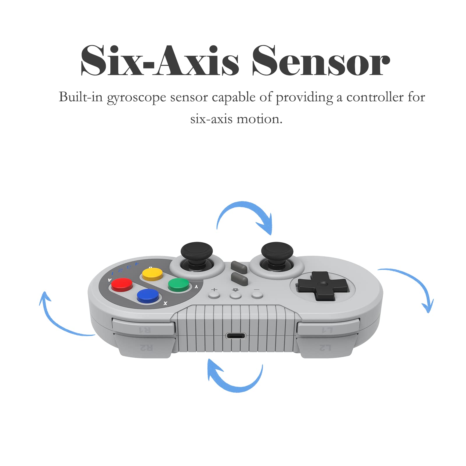 Cenxaki Switch Controller for Nintendo Switch, Wireless Switch Gamepad Compatiable for NS/Switch OLED/Windows PC Classic SNES Style Controller with Motion Control/Vibration/Turbo/Wakeup - Gray