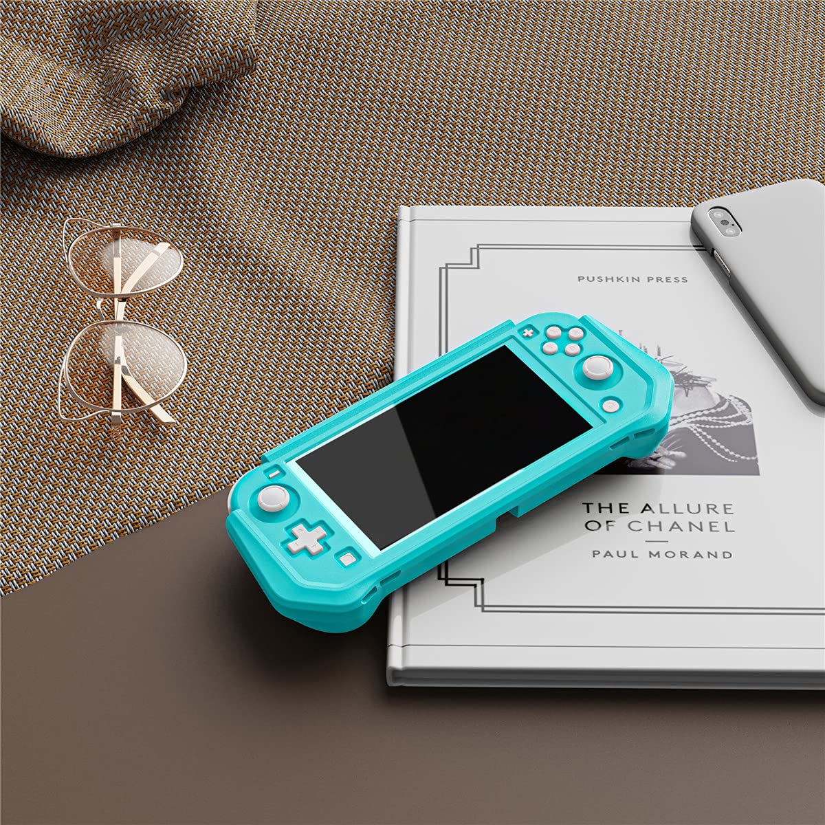 Case for Nintendo Switch Lite Protective Case Cover Skin Accessories - Grip Cover with Built-in PC Screen Protector - Split Cover TPU+PC Case with Anti-Scratch and Shock-Absorption - Coral