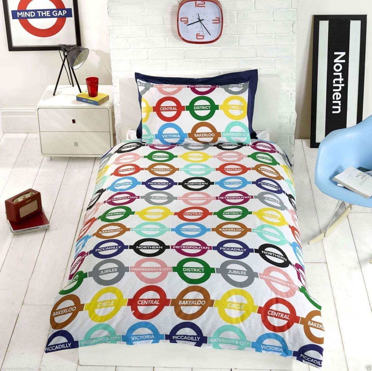 Homespace Direct London Undgerground Tube Duvet Cover & Pillowcase Bedding Set Double