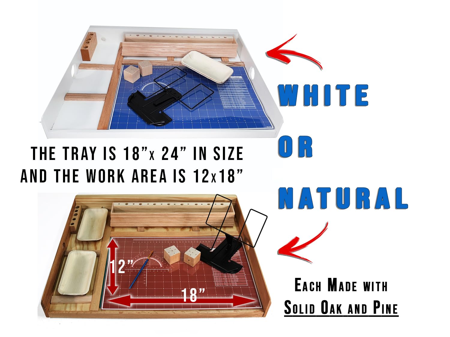 Hobby Tray, Model Building Work Area, 18x24 Modeling Work Station, Resin Printing, Crafting Tray and Portable Work Area (Natural Wood)