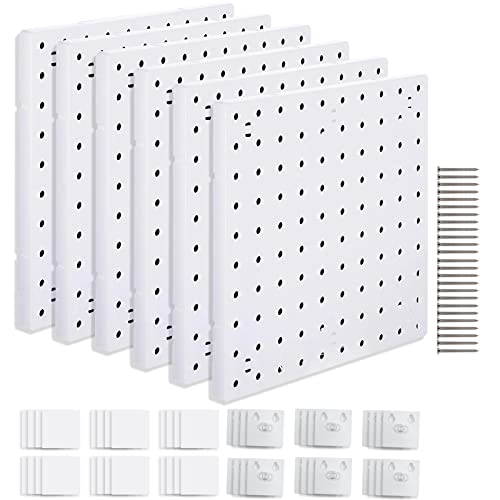 FMOACEN 6 Pcs Pegboard Wall Organizer Mount Display Pegboard Wall Panel Kits DIY Pegboard Tool Organizers for Garage Kitchen Living Room Bathroom Office