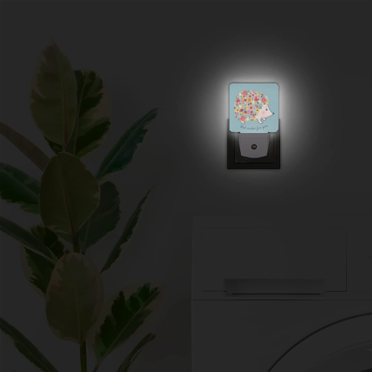 Cute Hedgehog Plug in Night Light Set of 2, Rainbow Animal Hedgehog LED Nightlights Auto Dusk to Dawn Sensor, Nightlight Lamp for Kids Rroom Bedroom Bathroom Kitchen Hallway Nursery Stairs Home Decor