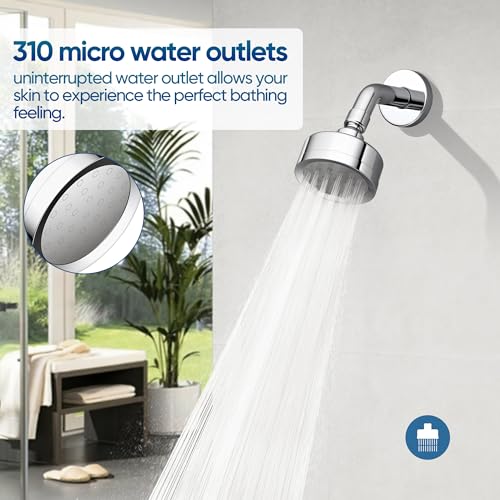 Fixed Rain Shower Head, 3.0 GPM High-Pressure Water Flow with Adjustable Angles, Full Stainless Steel Wall Mounted Luxury Washable Rainfall Showerhead, No Painting Peeling-Bright Black