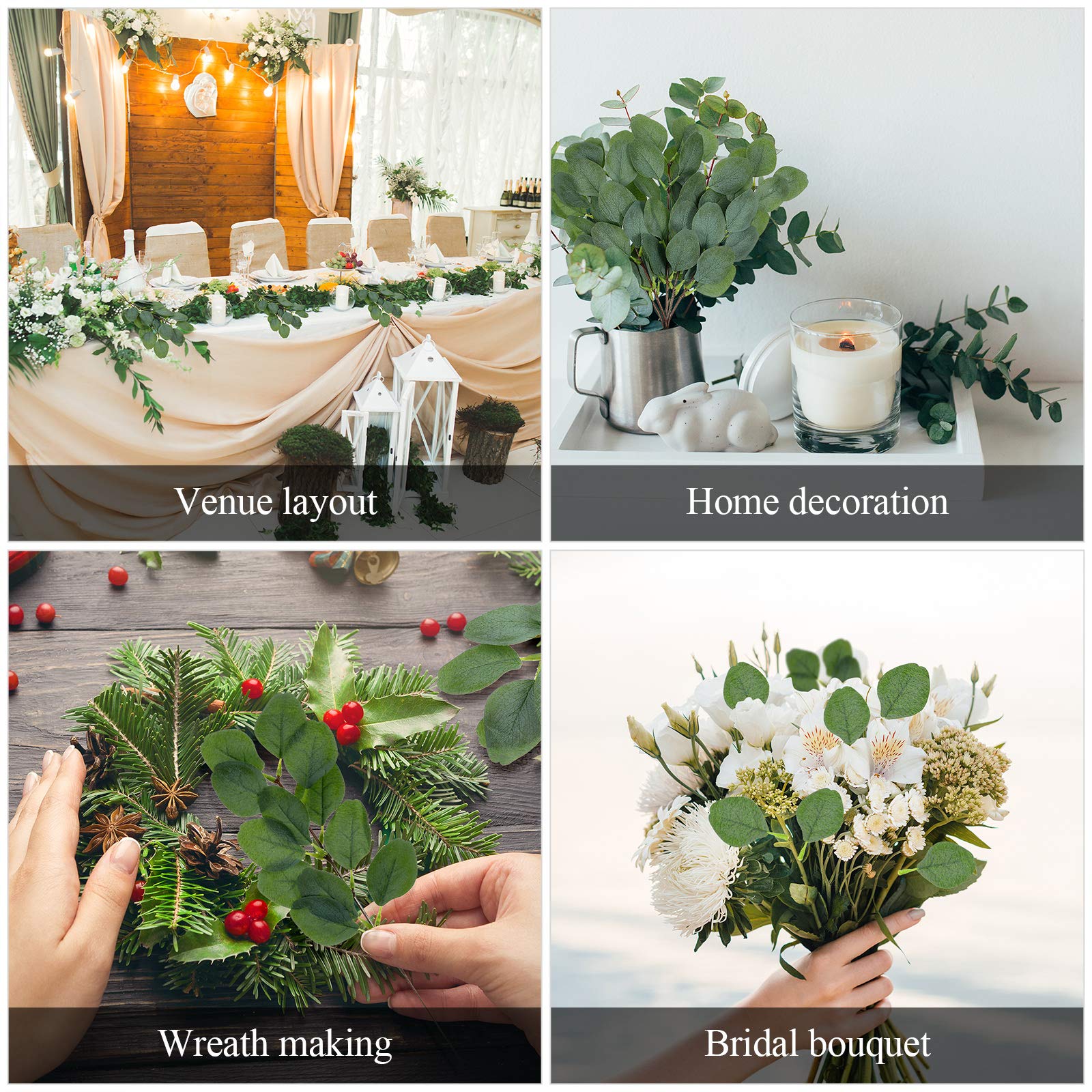 WILLBOND 30 Pieces Eucalyptus Stems Artificial Eucalyptus Leaf Stem Faux Long Eucalyptus Artificial Greenery Leaves for Wedding, Office, Holiday, Home, Garden, Greens Decor