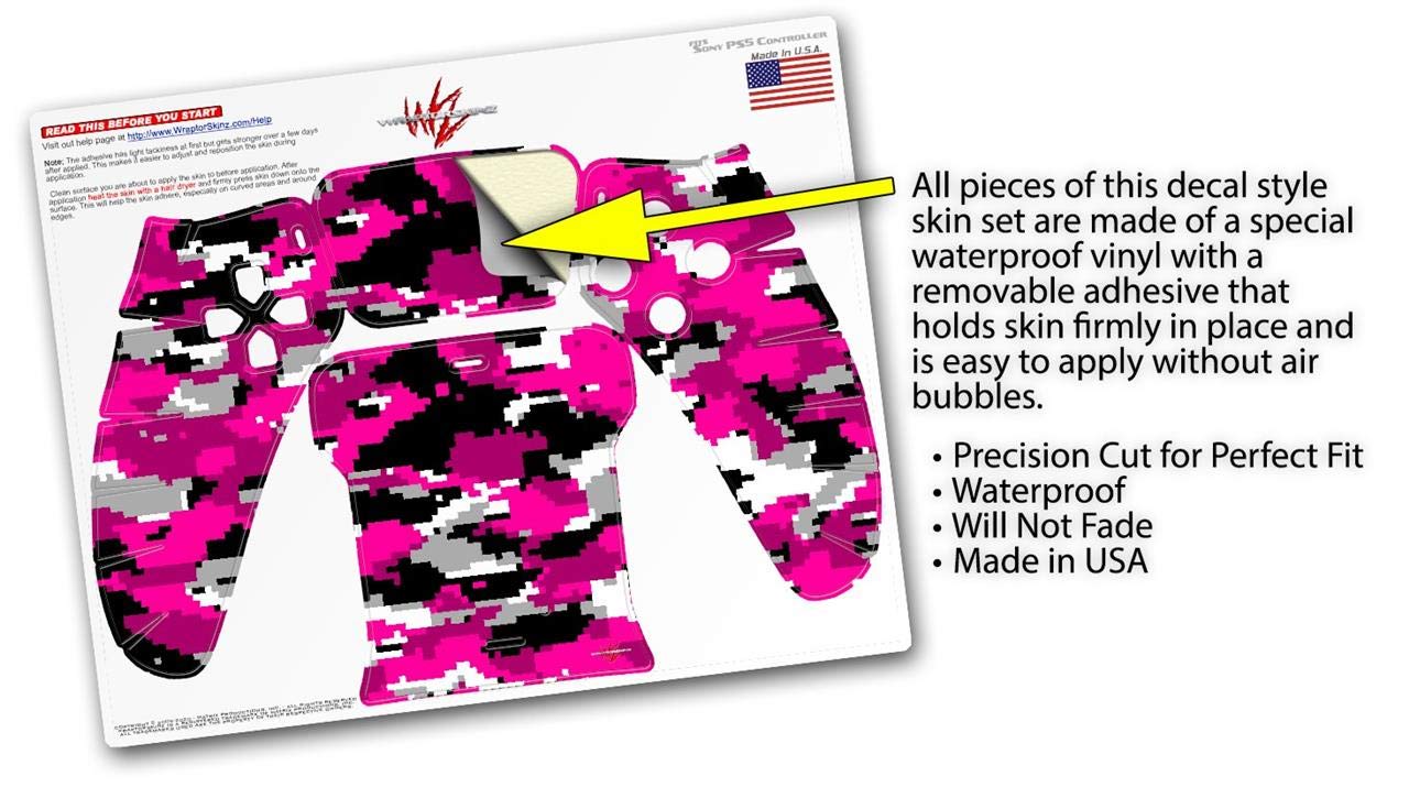 WraptorSkinz Skin Wrap compatible with Sony PS5 DualSense Controller WraptorCamo Digital Camo Hot Pink (CONTROLLER NOT INCLUDED)
