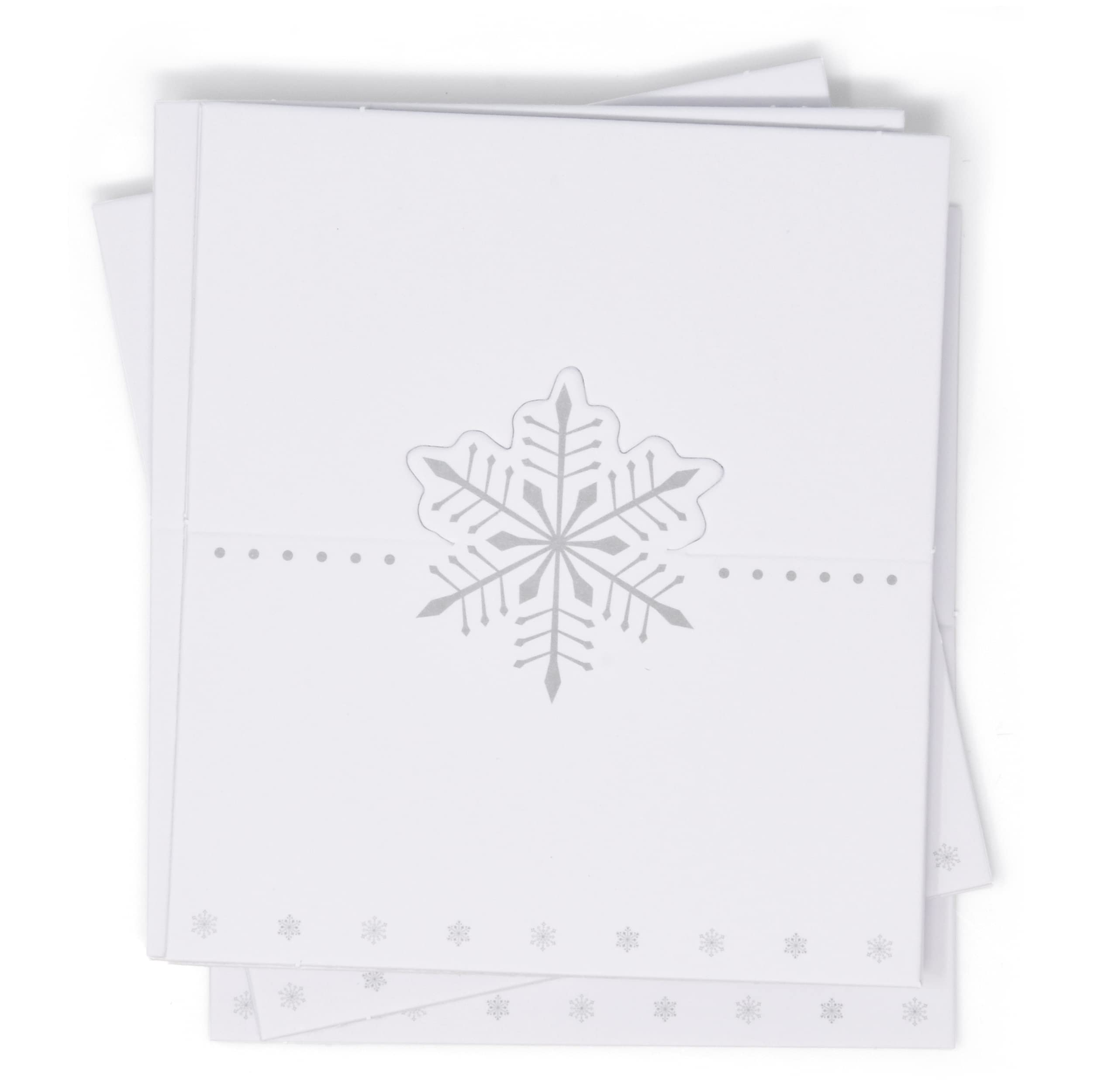 Gift Boutique 100 Pack Christmas Cards Holiday Seating Name Card Die Cut Xmas Snowflake Table Setting Folded Paper Tent Cards for Winter Wonderland Dinner Wedding Tables Party Decorations 2" x 3.5"