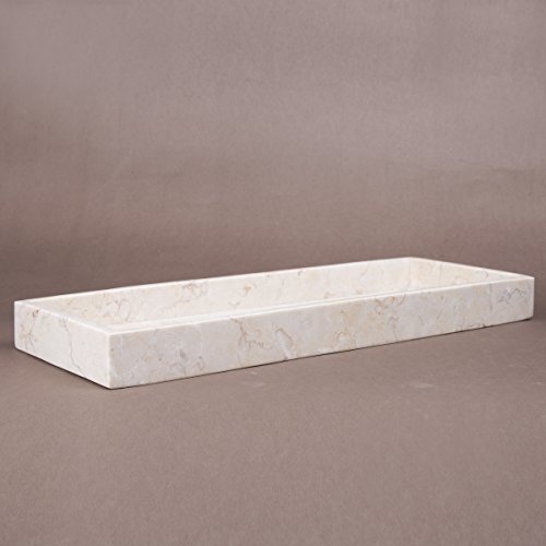 Creative Home Natural Champagne Marble Vanity Tray Towel Tray Bathroom Countertop Organize Tray, 6.5" L x 16.5" W x 1.5" H, Champagne (Beige)