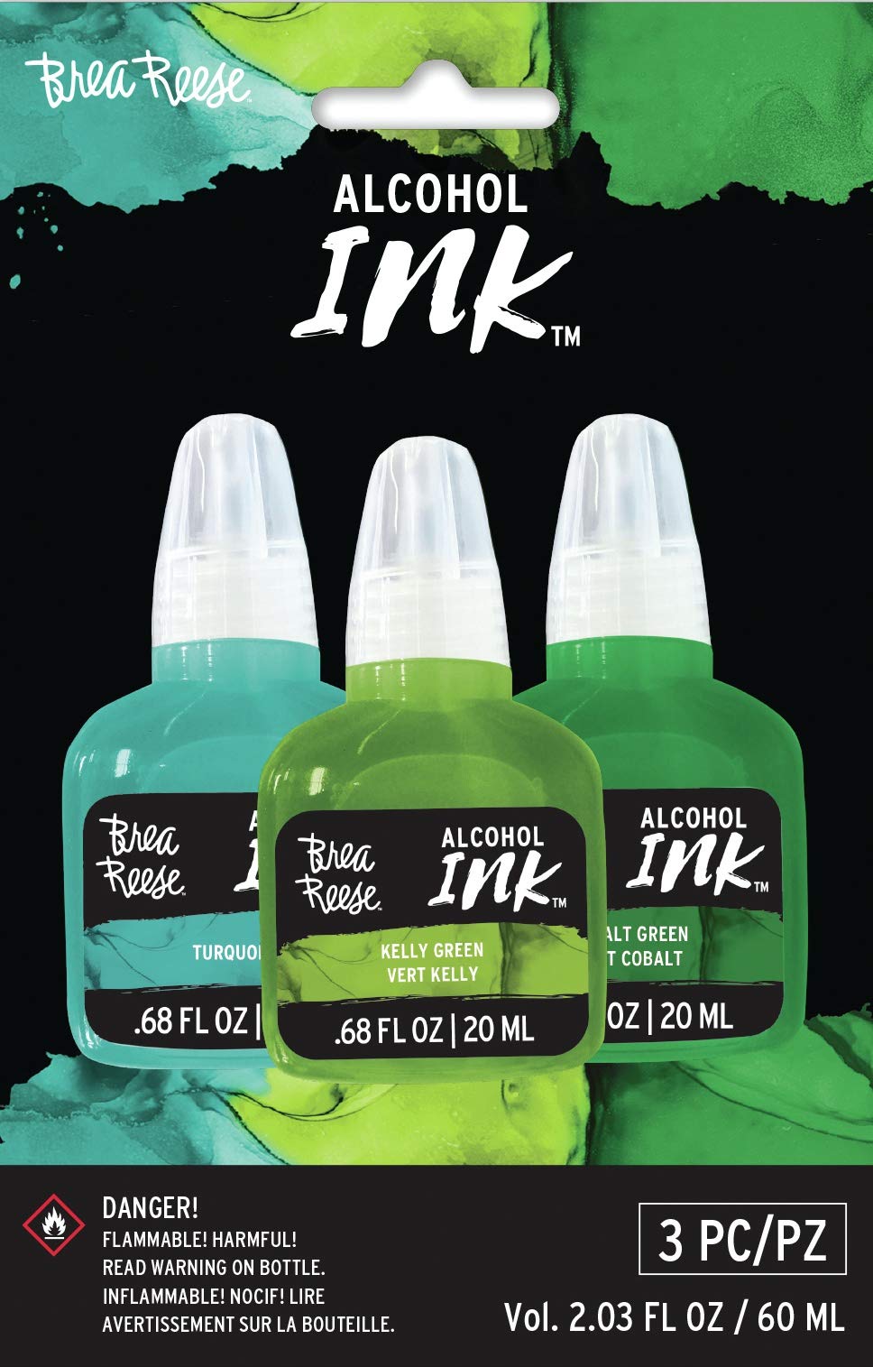 Brea Reese BREA Alcohol Ink PCK Turq, Turquoise/Kelly Green/Cobalt Green