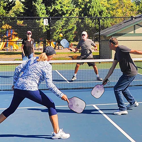 Graphite Pickleball Paddles Set of 4, 2023 USAPA Approved, Carbon Fiber Surface (CHS), Polypropylene Lightweight Honeycomb Core, 3 Indoor 3 Outdoor Pickleball, 4 Replacement Soft Grip + Bag