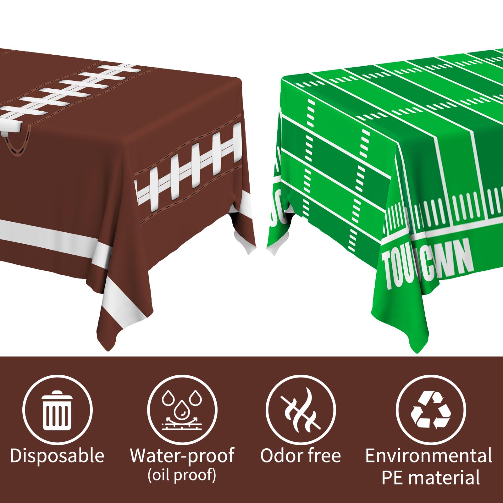 Football Party Decorations Disposable Tablecloth Plastic Touchdown Table Cover for Birthday Party Football Party Games Decoration 54 X 108Inch,2 Pack