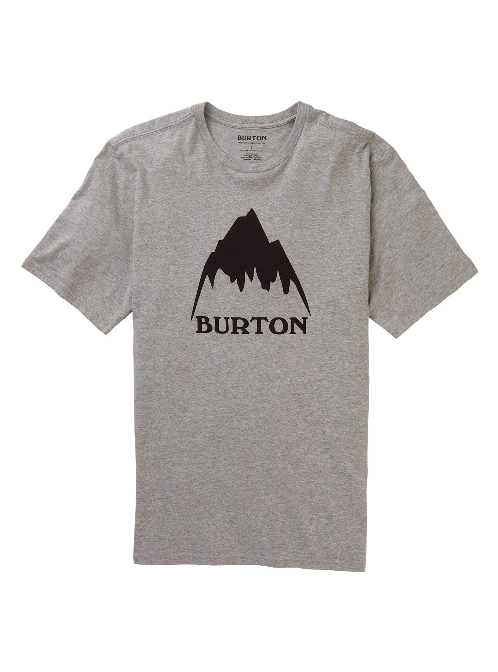 Burton Mens Classic Mountain High Short Sleeve T-Shirt, Gray Heather New, Medium