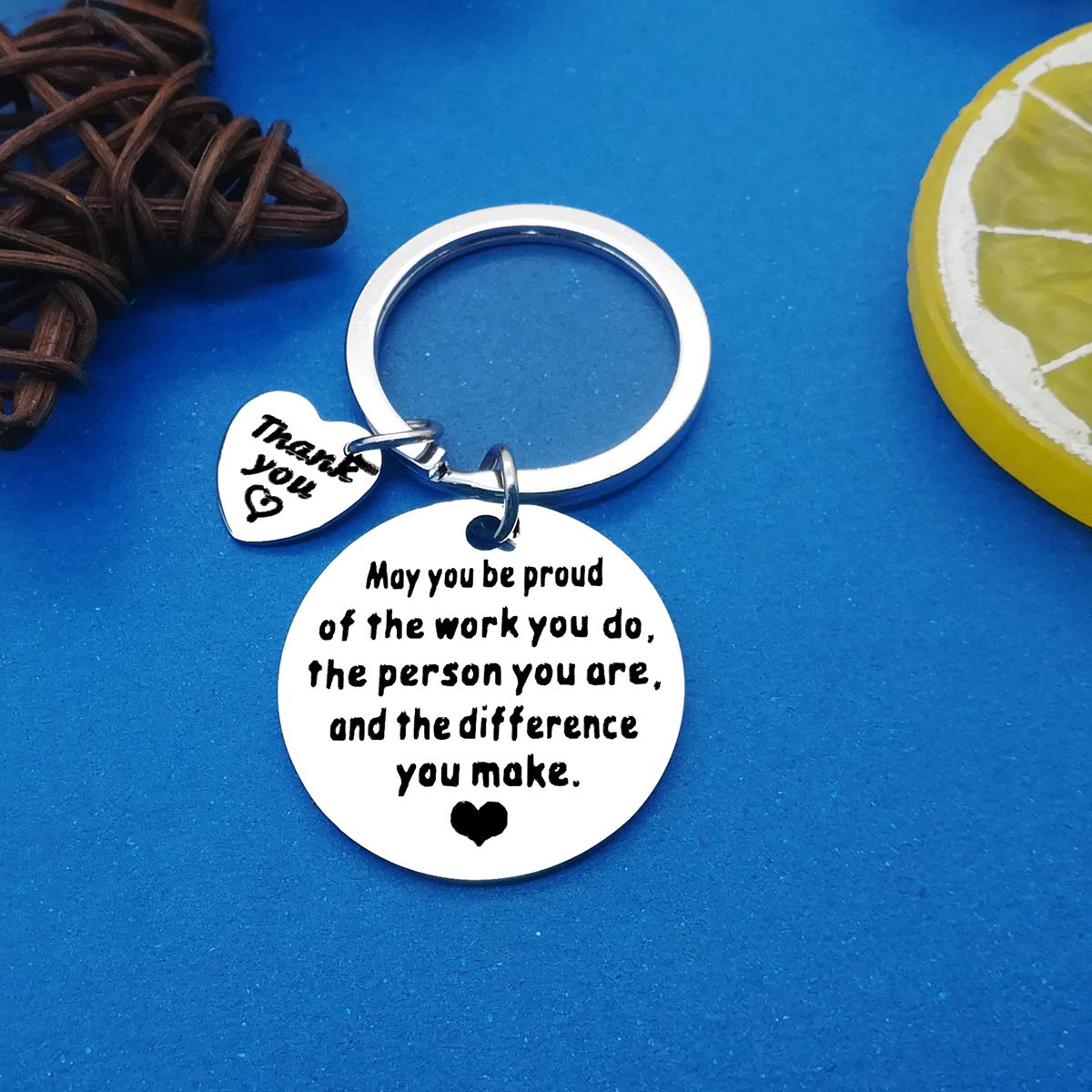 Dabihu Thank You Gift Appreciation Jewelry Make A Difference Keychain Gift for Volunteer Appreciation Coach Mentor,Employee Gift,Social Worker Gift,Teacher Keyring