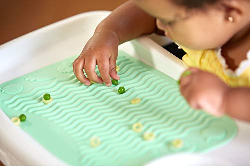 The First Years SenseAbles Finger Foods Placemat – Silicone Feeding Mat for Baby High Chairs or Table - Dishwasher Safe – Mint