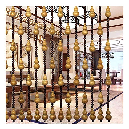 HAPPLiGNLY 35 Strands Beaded Door Curtains for Doorways Wood Bead String Curtain for Room Dividers Gourd Hanging Ornament Home Entrance Décor - Customizable (Size : 1.1x1.76m)