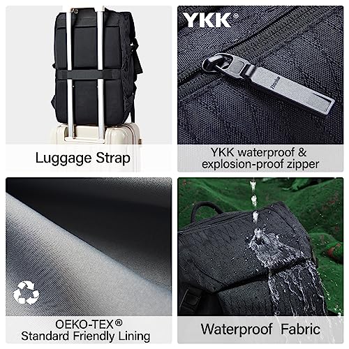 Hanke multifunctional carry on travel backpack Fits 15.6 inch latpot,Lightweight hiking backpack for women & men,Waterproof Friendly Durable Rucksack Weekender Bag Daypack.(Graphite Black)