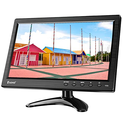 Eyoyo 10 Inch Monitor 1024x600 Display HD TFT LED Screen Support AV VGA BNC Video Input for CCTV DVD PC DVR with Speaker
