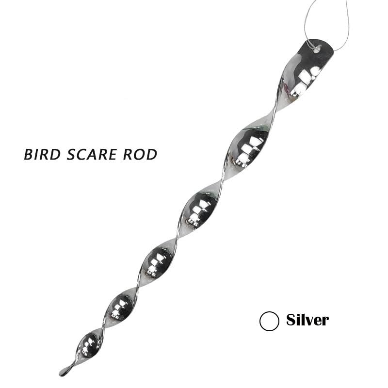 HAISENGO Bird Deterrent Scarer Rods Reflective Outdoor Bird Scarer to Keep Pigeon and Woodpecker Away from Garden or Yard, 11.8 Inches (Silver(10pcs))