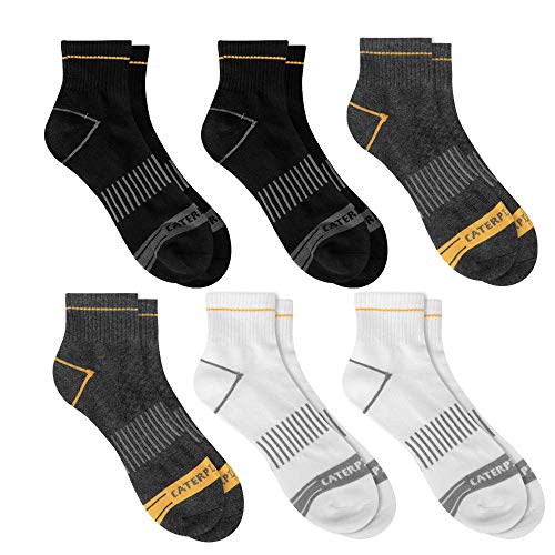 Caterpillar Men's 6-Pack Half Cushioned Quarter Socks, Multi Color, Large
