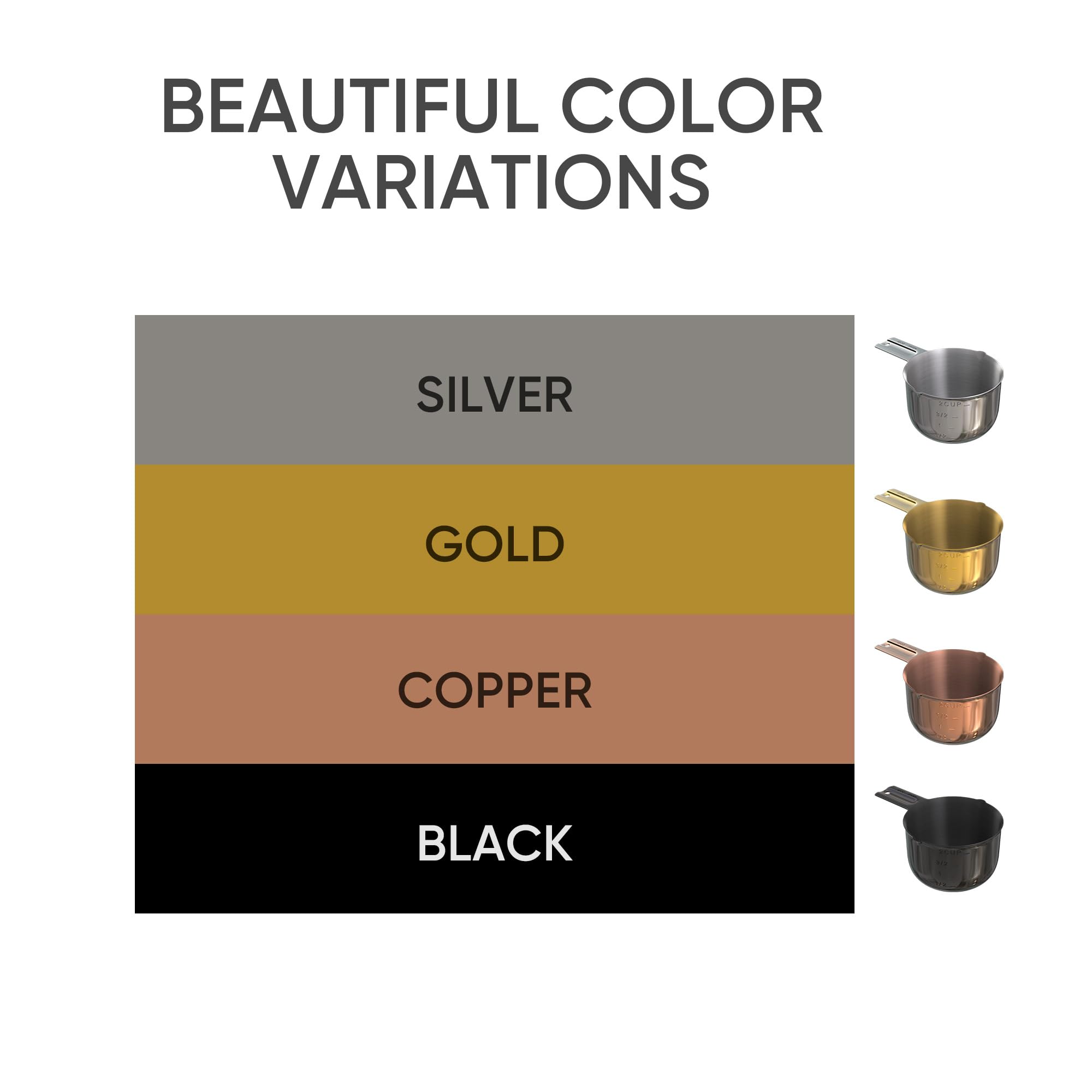 Color Up Premium 2 Cup Measuring Cup (480 ml) - Stainless Steel Black Finish, One-Piece Construction, Dishwasher Safe, Accurate for Wet & Dry Ingredients β One Single 2Cup