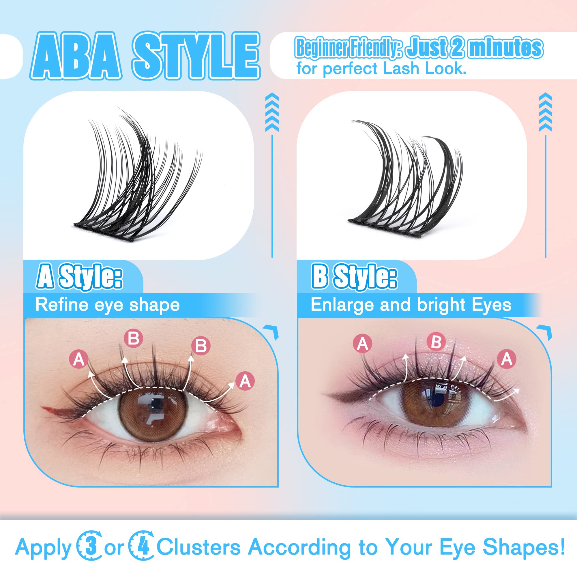 Colored Cluster Lashes Individual Lashes D Curl Colored Lash Extensions 14-16mm Lash Clusters 100pcs DIY Eyelash Extension at Home by Yawamica
