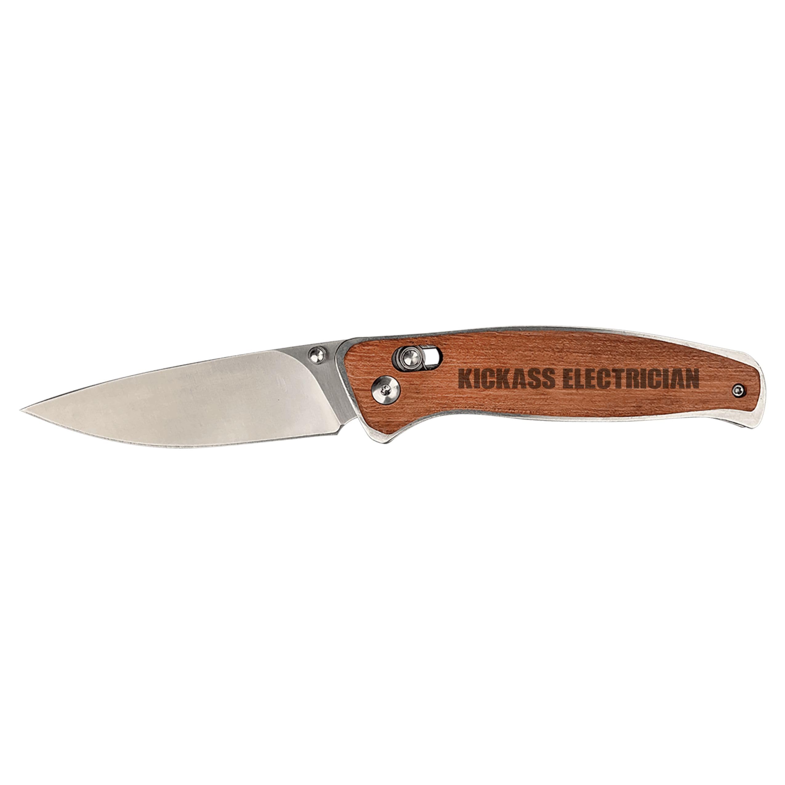 Electrician Gifts Engraved Folding Knife Kickass Electrician Hunting Camping Knives Gift for Fathers Day