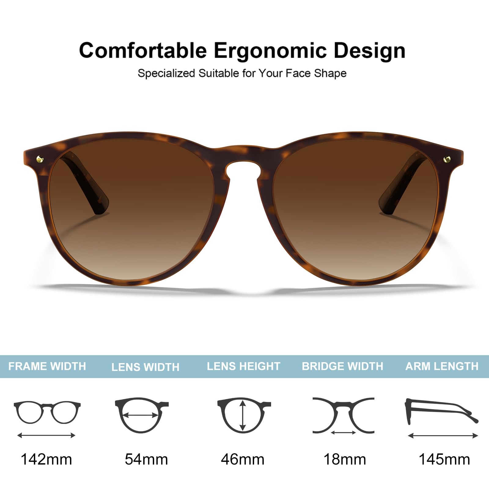 CARFIA Trendy Sunglasses for Women Polarized UV Protection Classic Retro Style CA5100