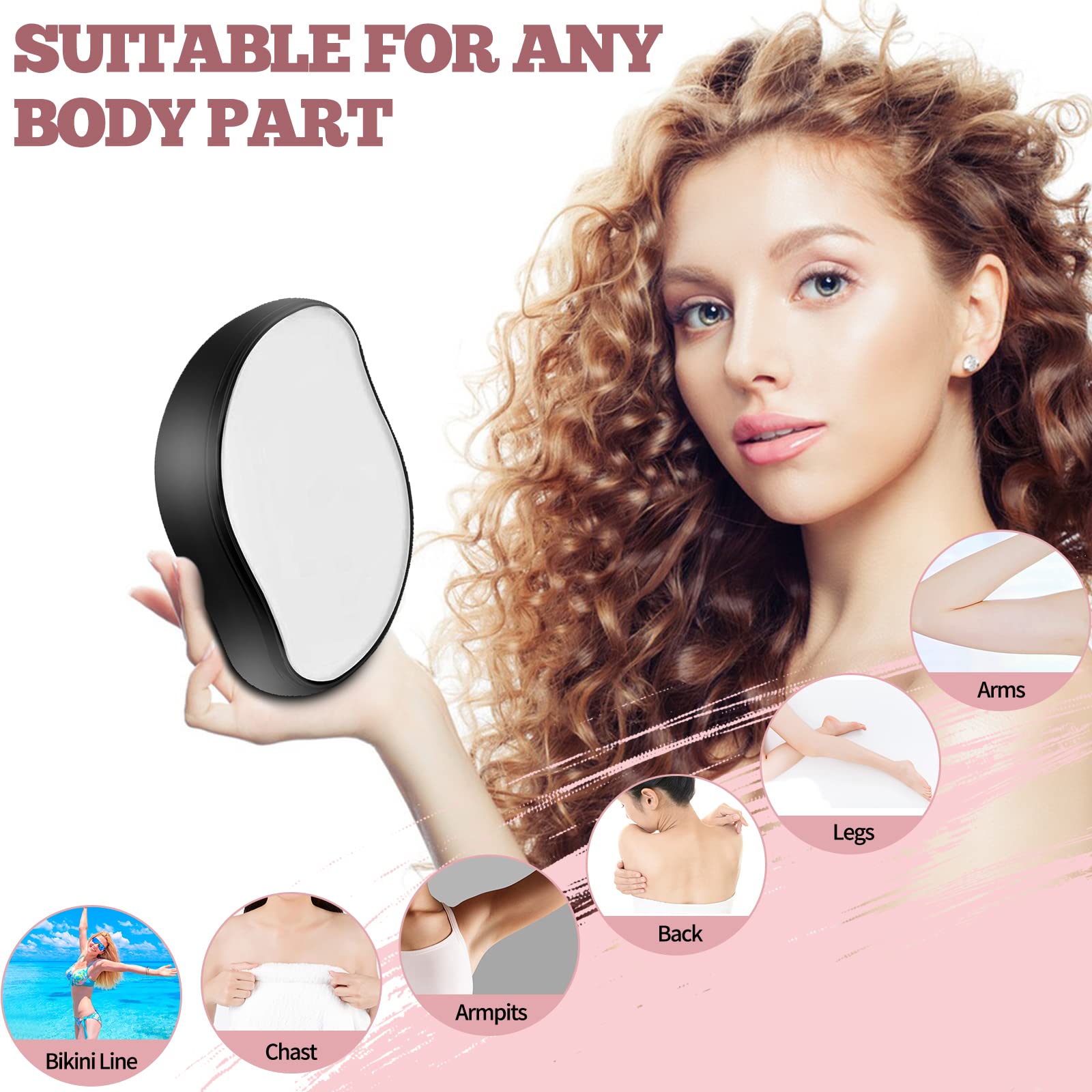 dolitify Crystal Eraser Hair Removal, Painless Removal Tool, for Women and Men Arms Legs Back (Black)