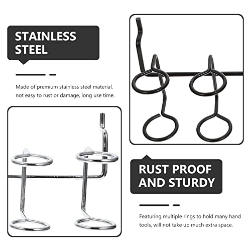Housoutil 4Pack Pegboard Screwdriver Holders, Six- Tool Multi- Tool Organizer Racks, Stainless Steel Peg Board Tool Utility Hooks for Your Workbench, Garage, Tool Shed, or Craft Room (Black& Silver)
