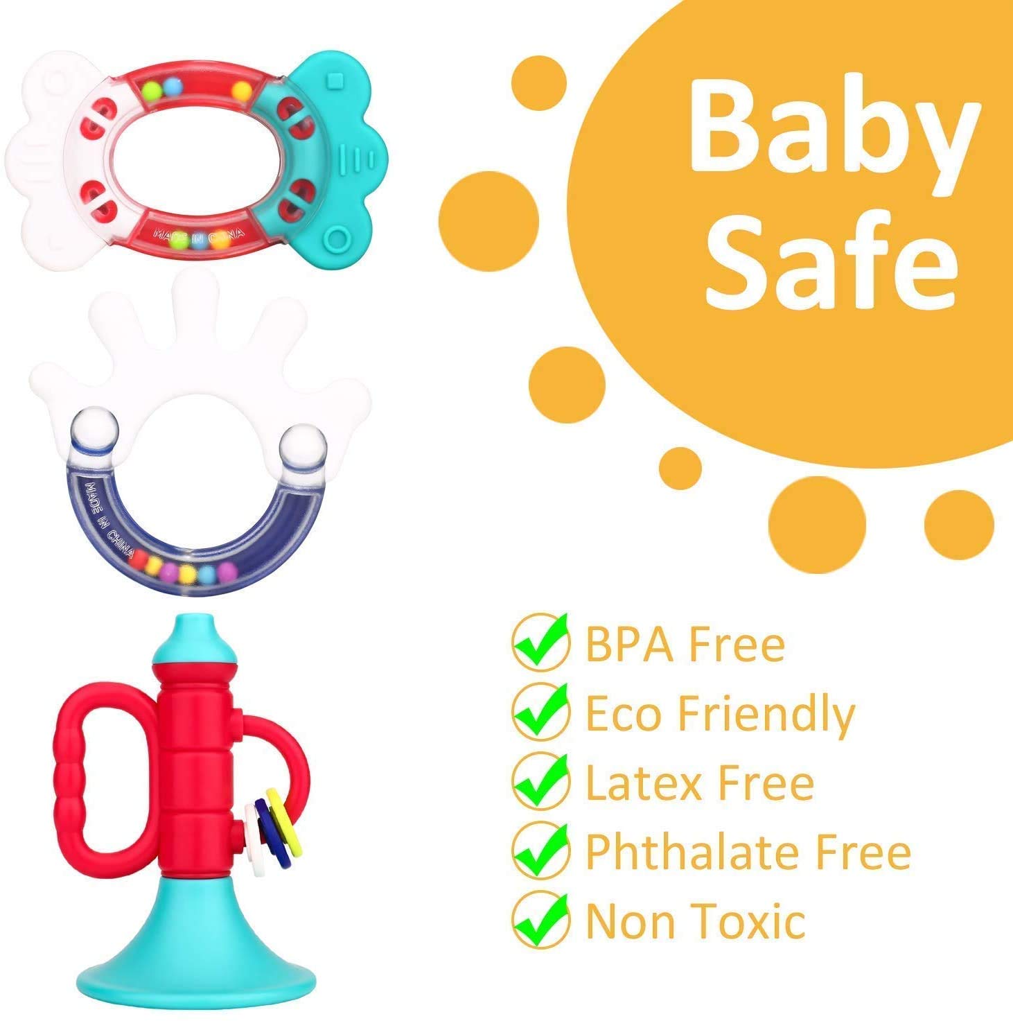 WISHTIME Baby Rattle Teether Baby Toys - 10pcs Shaker, Grab, Shaking Bell Rattle Set Infant Newborn Toys with Storage Box Gift for Babies 0 3 6 9 12 Months