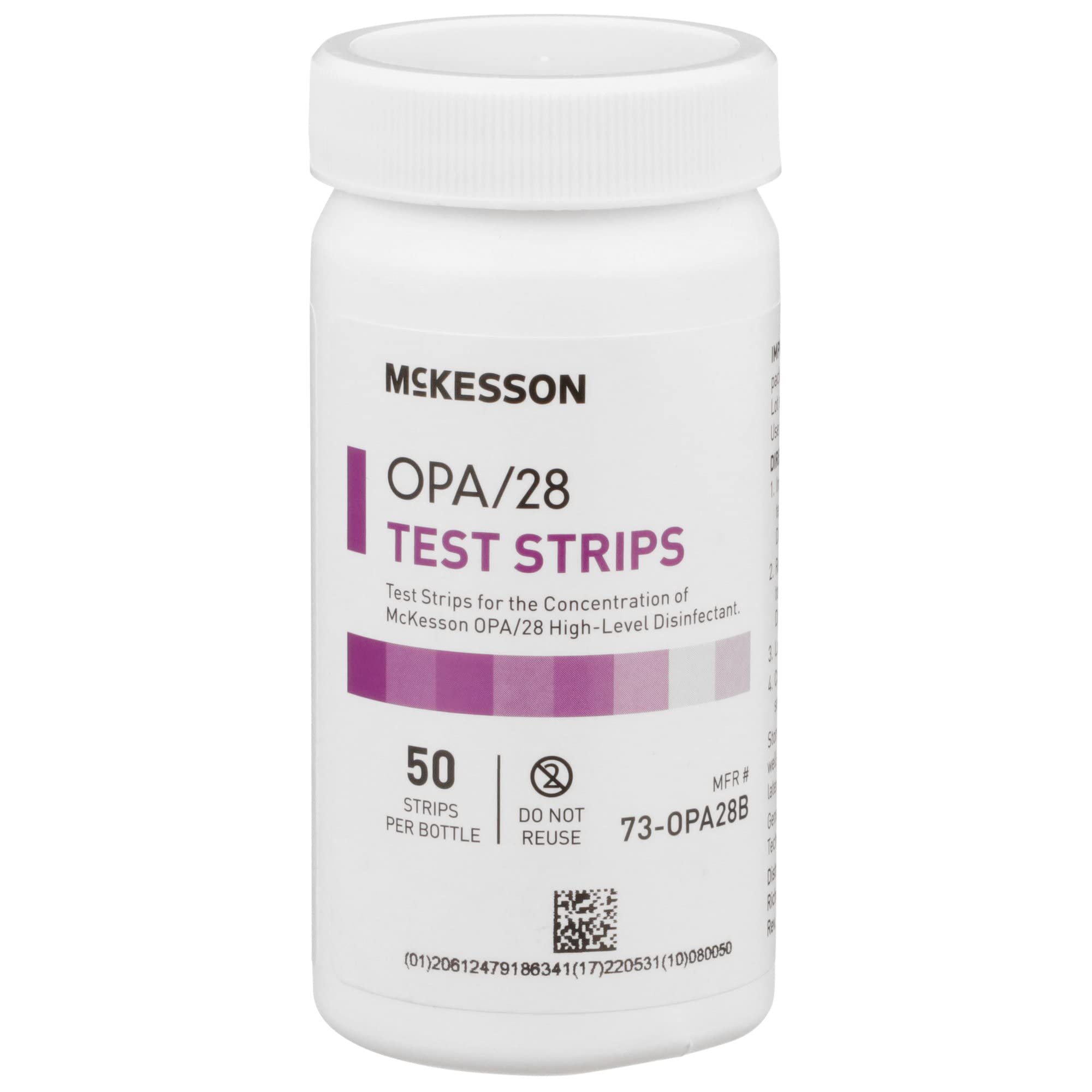 McKesson OPA/28 Test Strips for Concentration Indicator, Single Use, 50 Count, 1 Pack