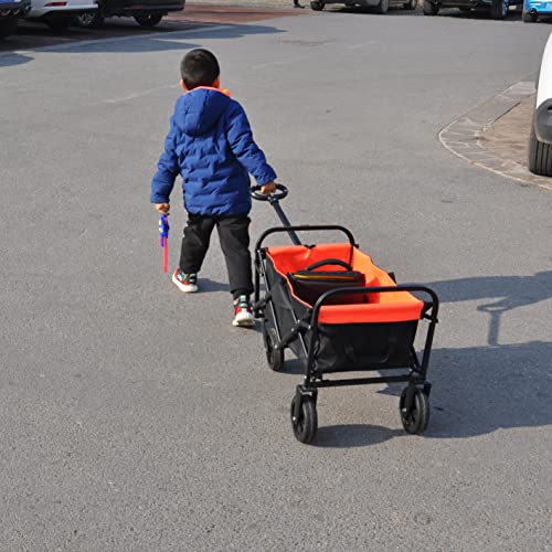HJRTFLXC Folding cart That Does not Need to be Assembled Station Wagon, Grocery cart (Orange+Black Mini cart) (Black+Orange Mini cart)