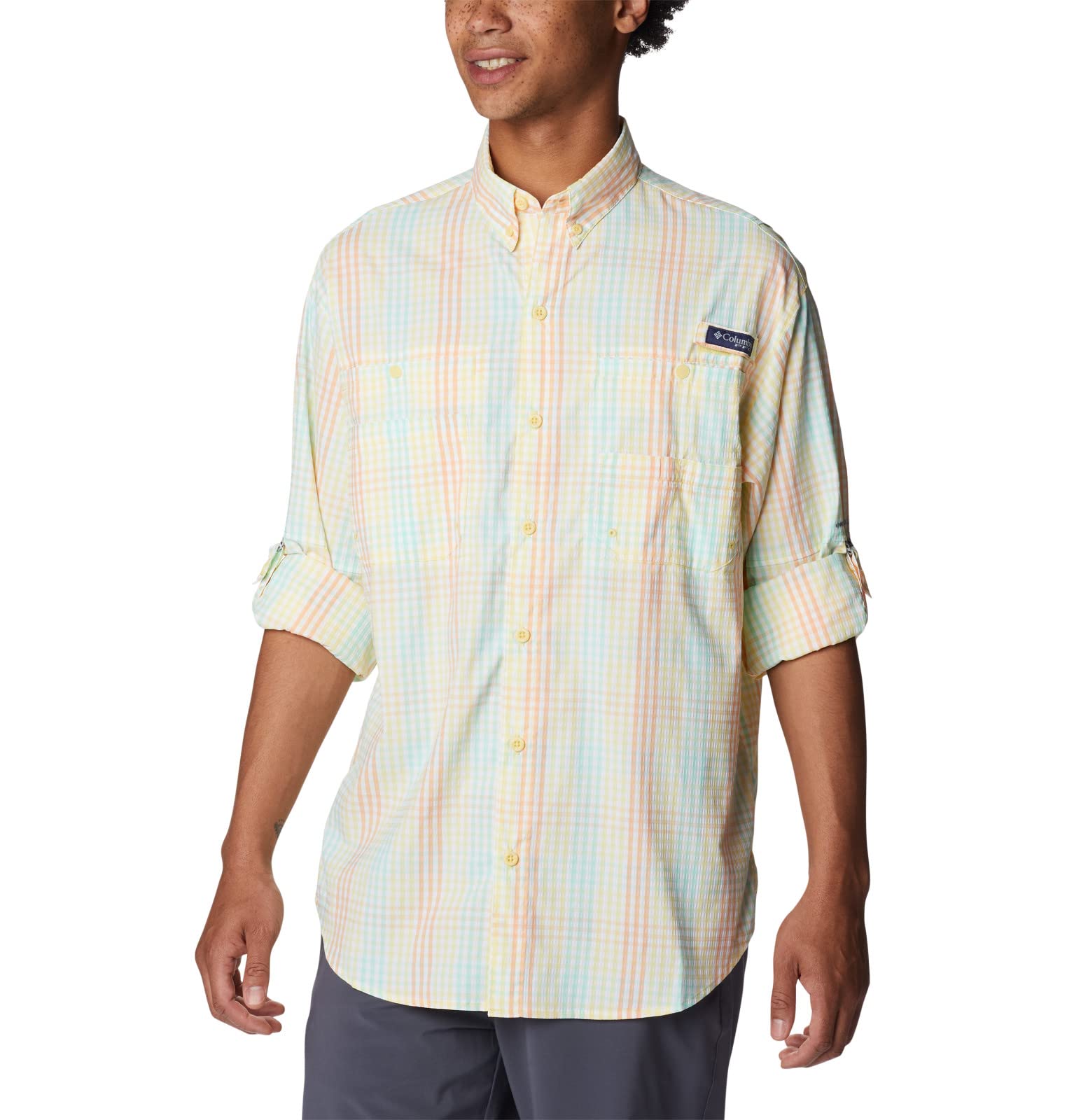 Columbia Men's Super Tamiami Long Sleeve Shirt, Sunlit Blanket Gingham, Medium